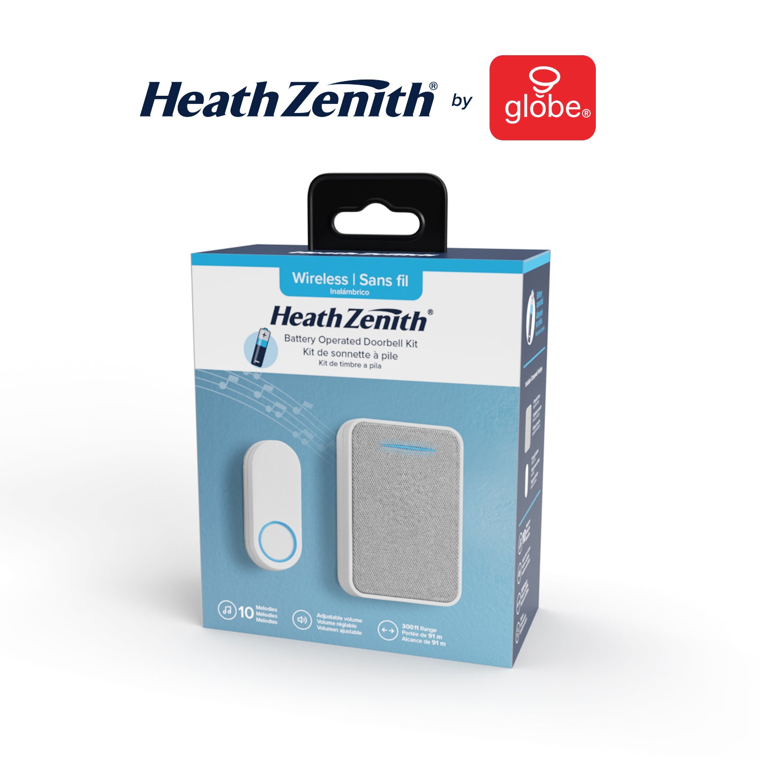 Kit de sonnette lumineuse sans fil à piles en plastique blanc Heath Ze – Globe Electric