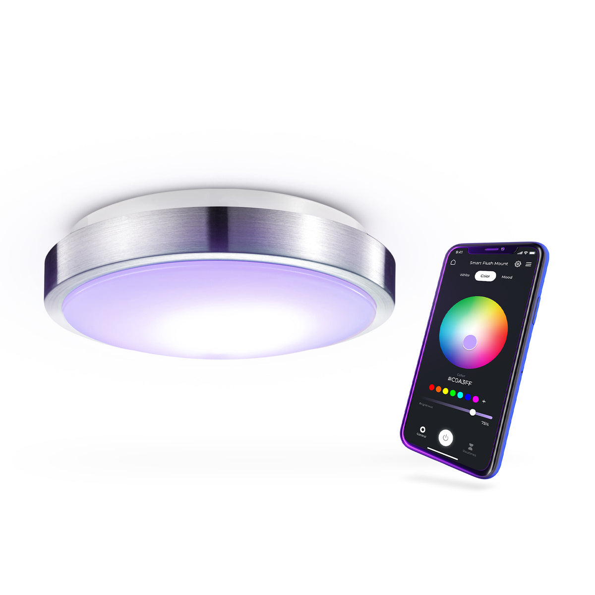 Smart Brushed Nickel RGB Tunable White Flush Mount – Globe Electric