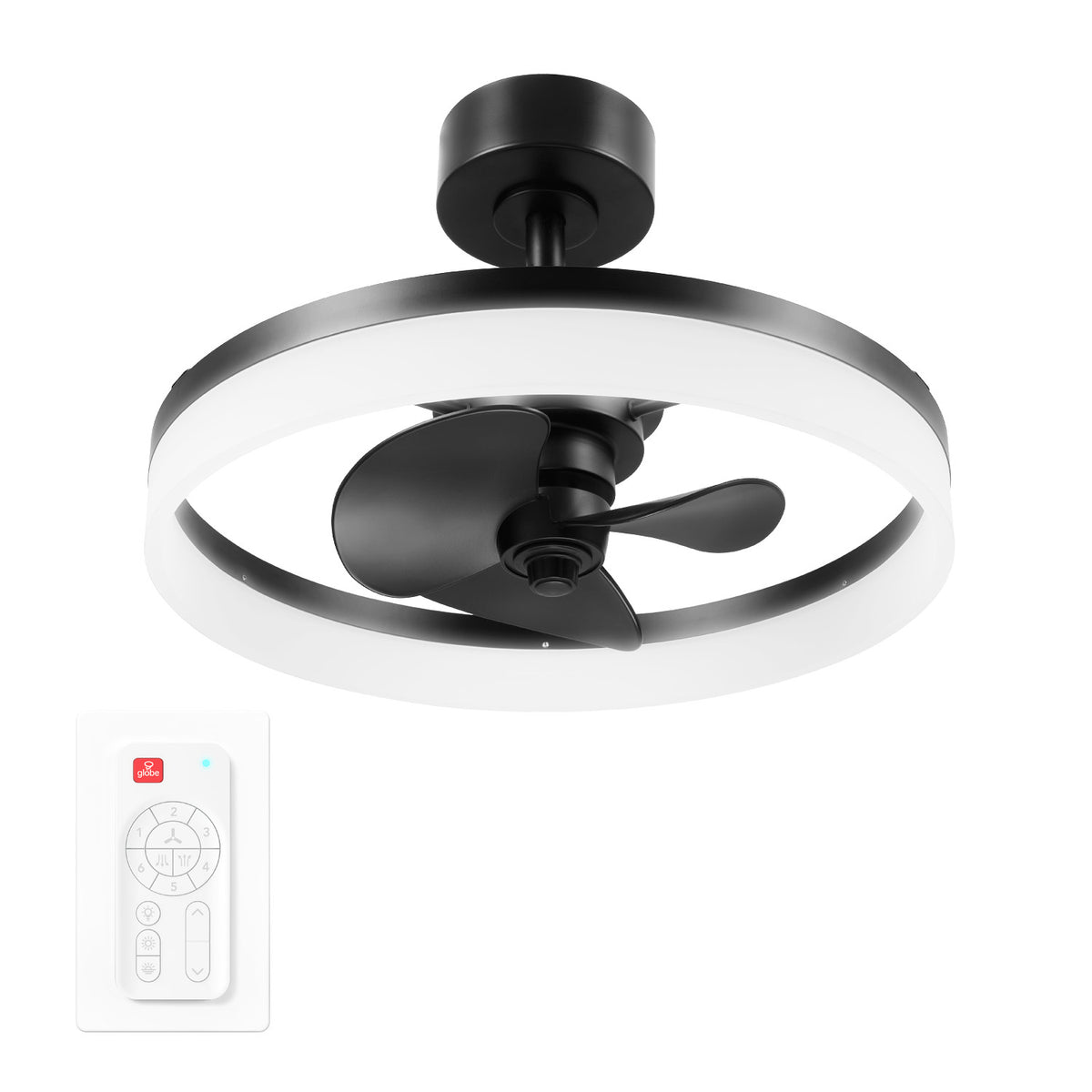 Glacial 20" Matte Black LED Light Ceiling Fan with Remote Control ...