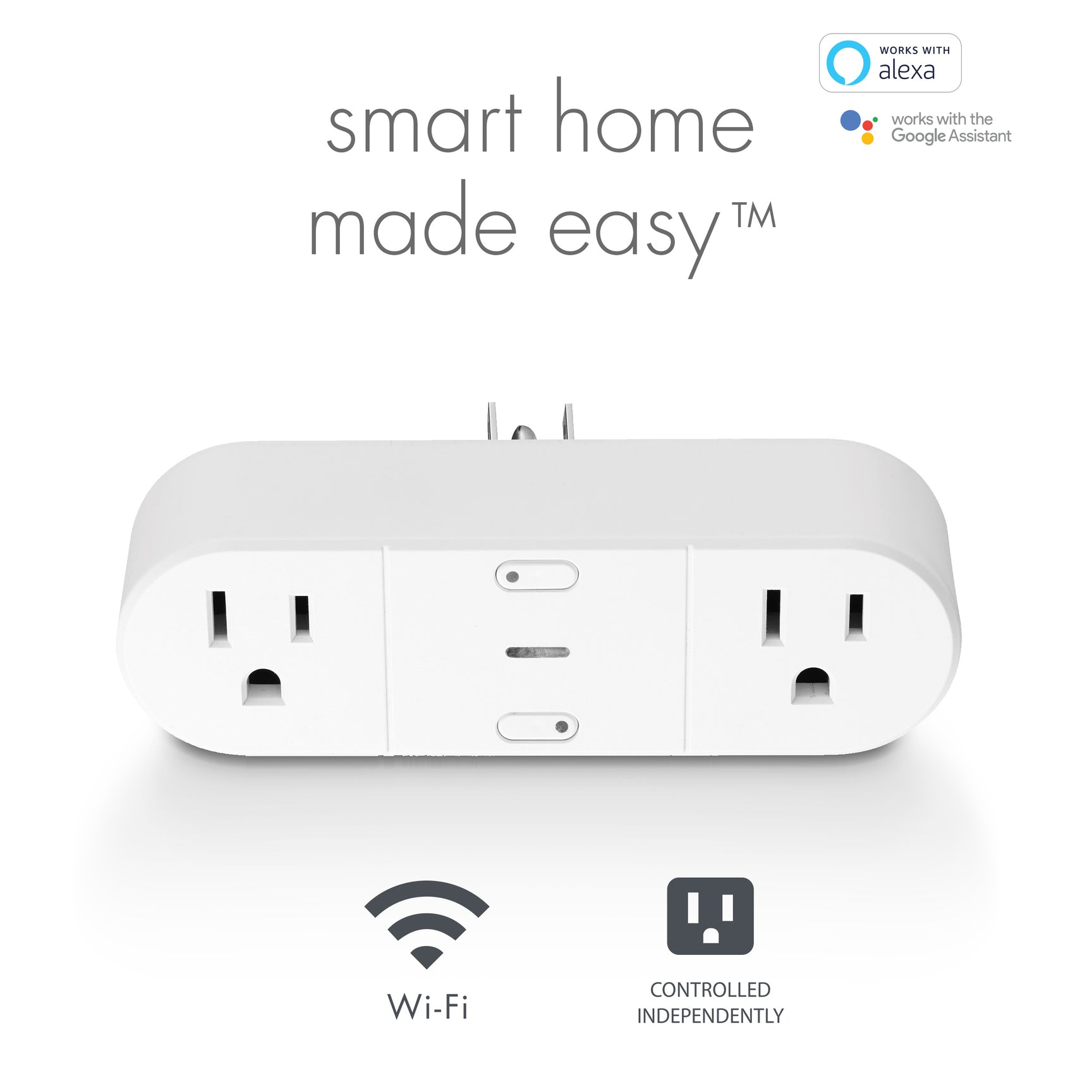 Smart Plug with 2 Grounded Outlets – Globe Electric