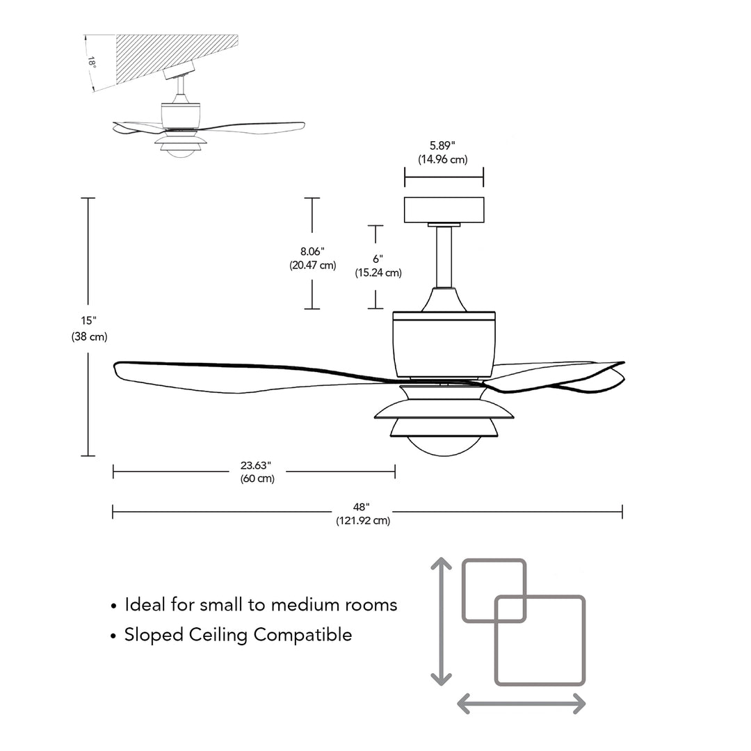 Oswald 48" White LED Light Smart Ceiling Fan with Remote Control ...