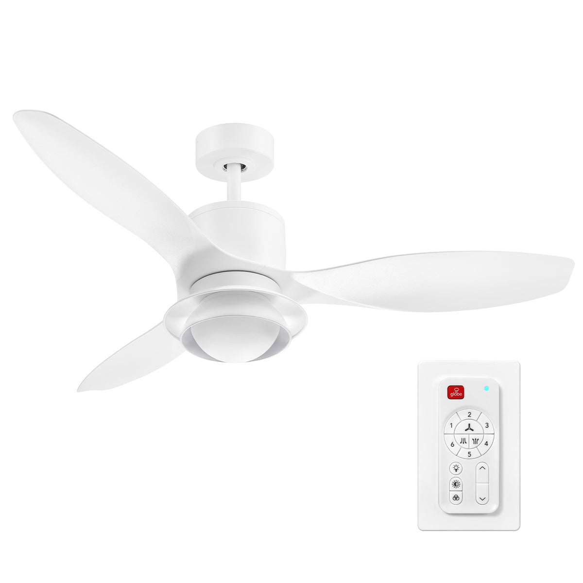 Oswald 48" White LED Light Smart Ceiling Fan with Remote Control ...