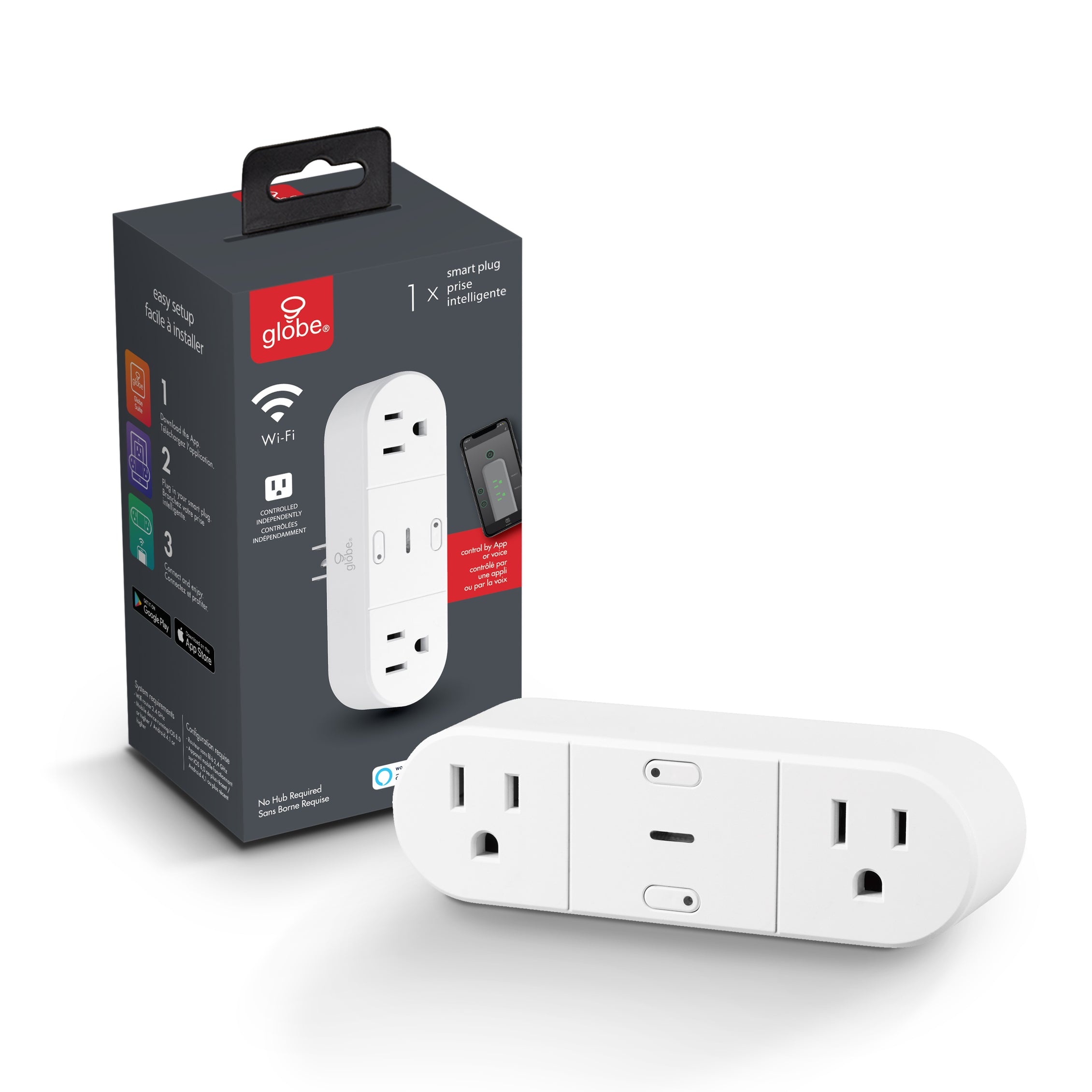 Smart Plug with 2 Grounded Outlets – Globe Electric