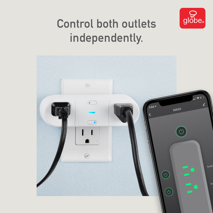 Smart Plug with 2 Grounded Outlets – Globe Electric