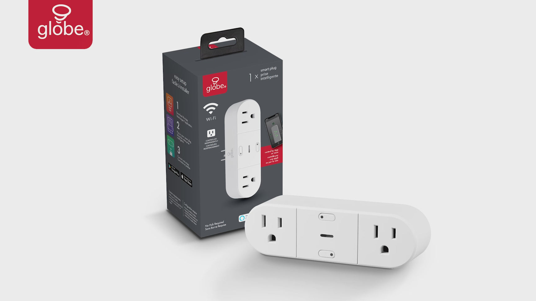 Smart Plug with 2 Grounded Outlets – Globe Electric