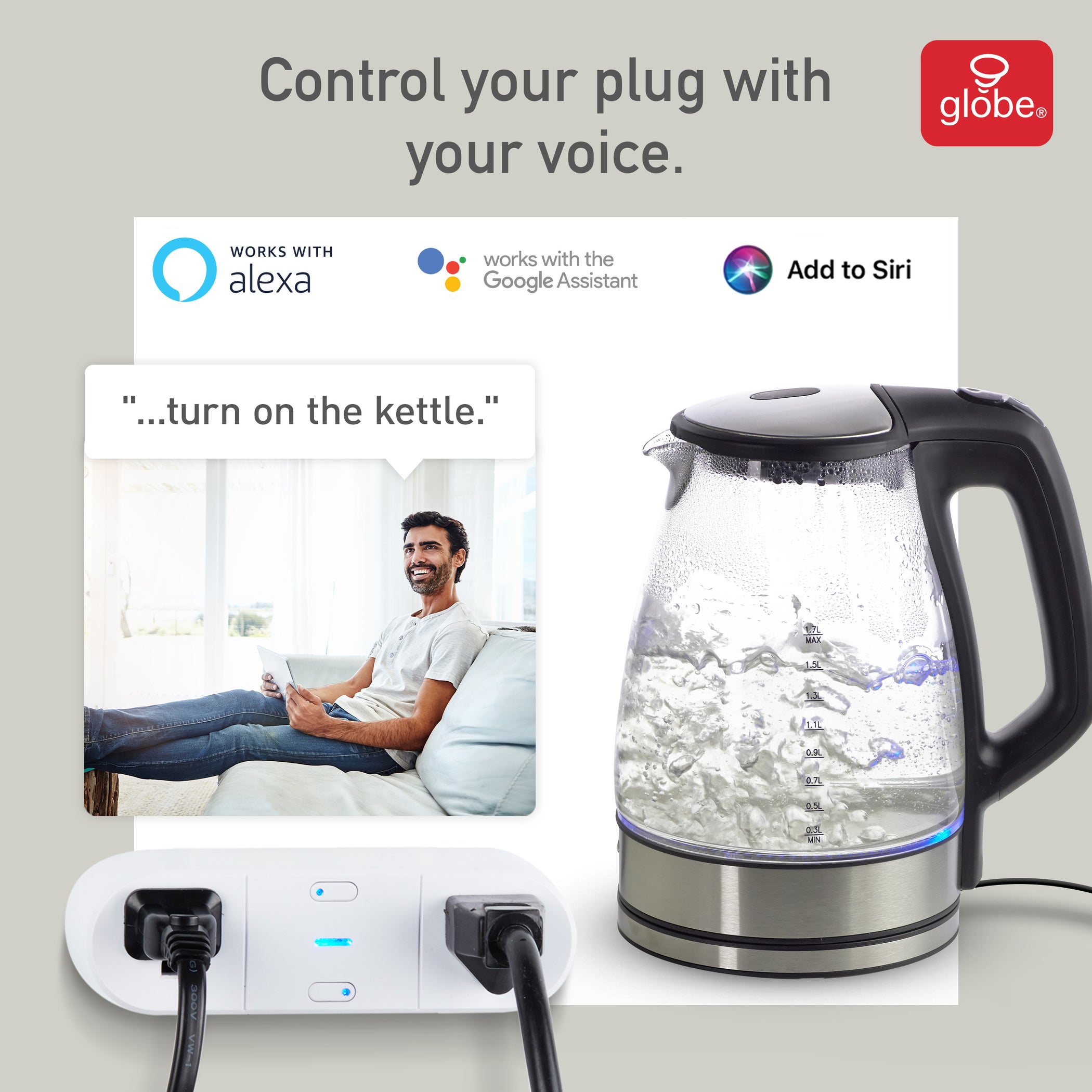 Smart Plug with 2 Grounded Outlets – Globe Electric