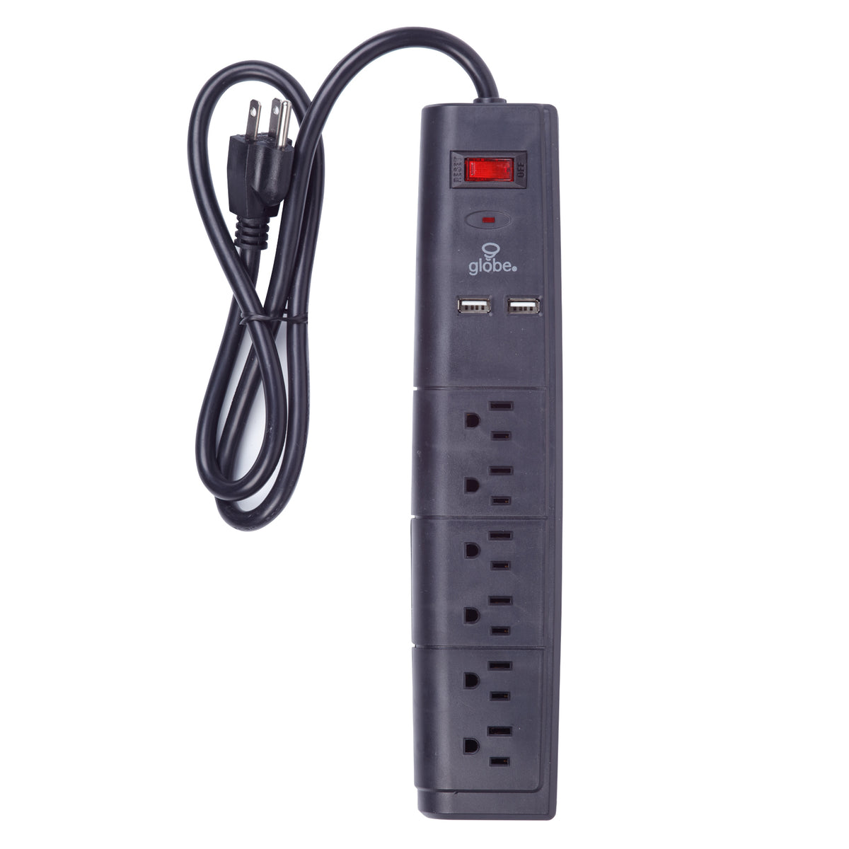 6-Outlet Black Grounded Surge Protector Power Strip – Globe Electric